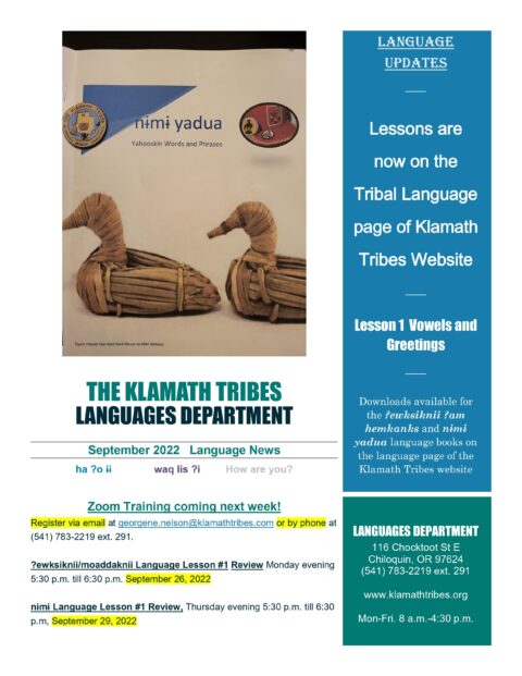 ?ewksiknii/moaddaknii Language Lesson #1 Review | Klamath Tribes