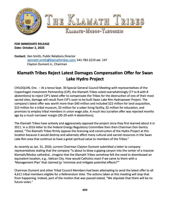 Klamath Tribes | Klamath Modoc Yahooskin