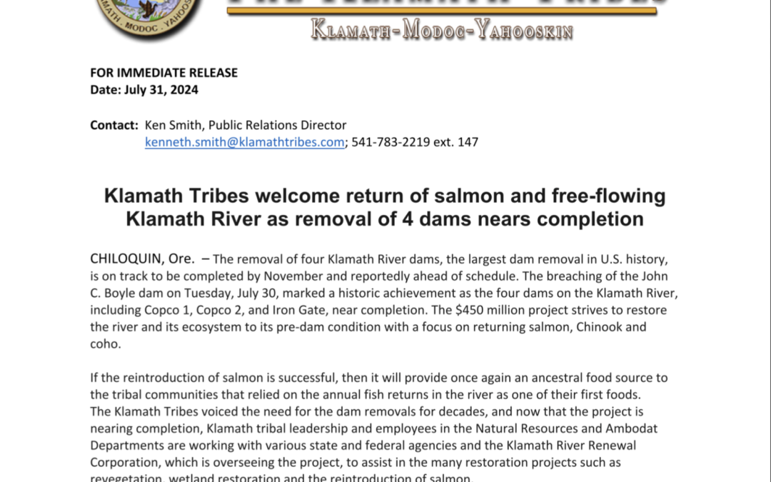 Press Releases | Klamath Tribes