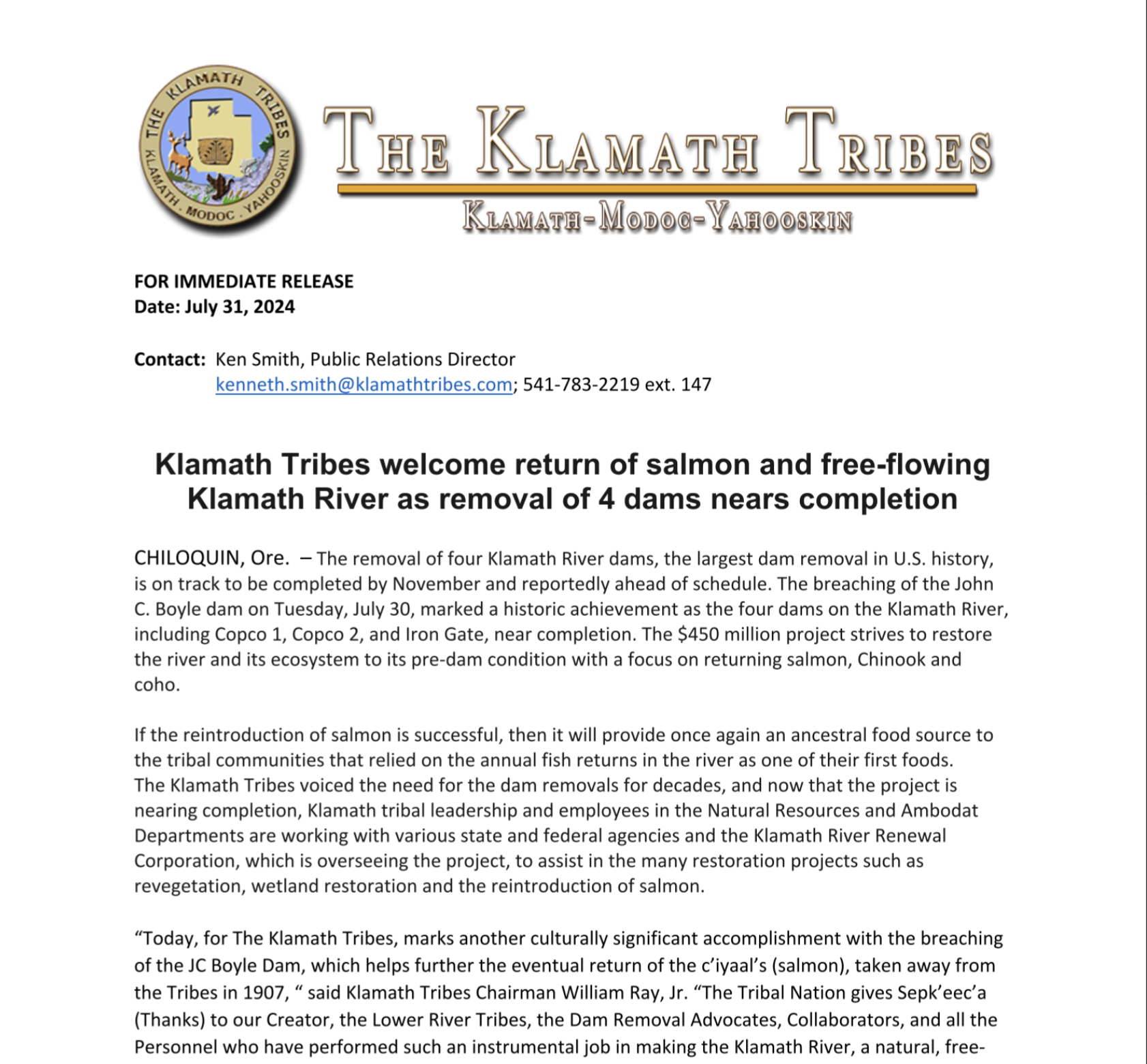 Klamath Tribes | Klamath Modoc Yahooskin